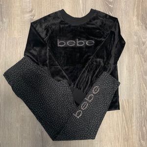 bebe | Intimates & Sleepwear | Nwt Bebe Velour Black Pajama Legging Set ...